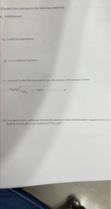 Solved (9 points) Give structures for the following | Chegg.com