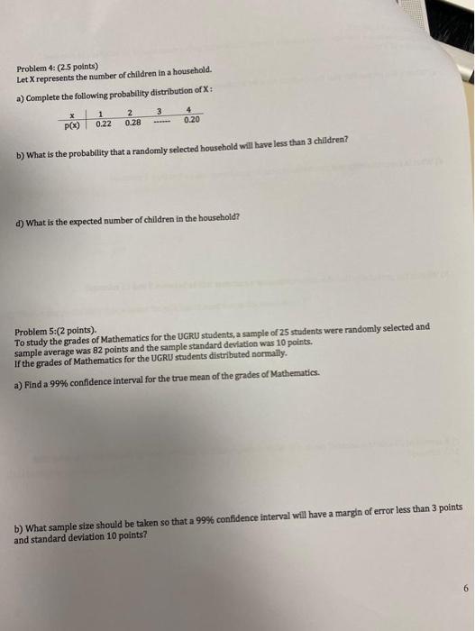 Solved Problem 4: ( 2.5 points) Let X represents the number | Chegg.com