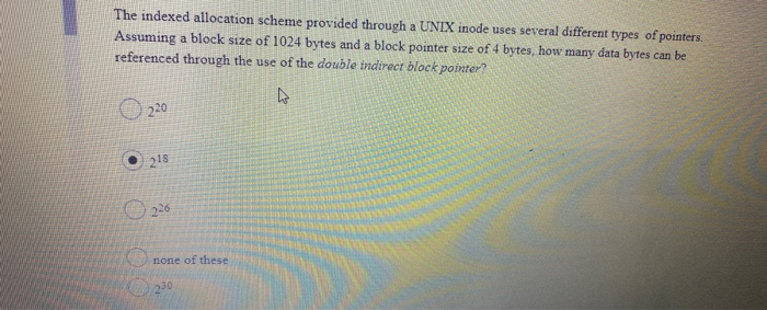 Solved The indexed allocation scheme provided through a UNIX | Chegg.com