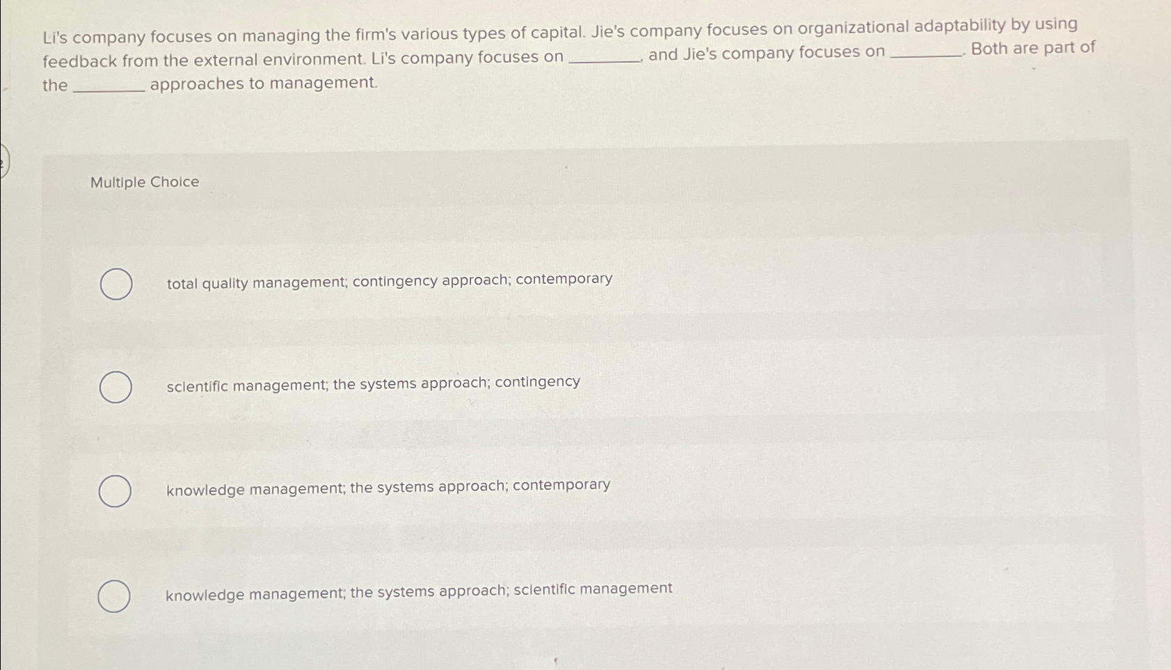 Solved Li's company focuses on managing the firm's various | Chegg.com