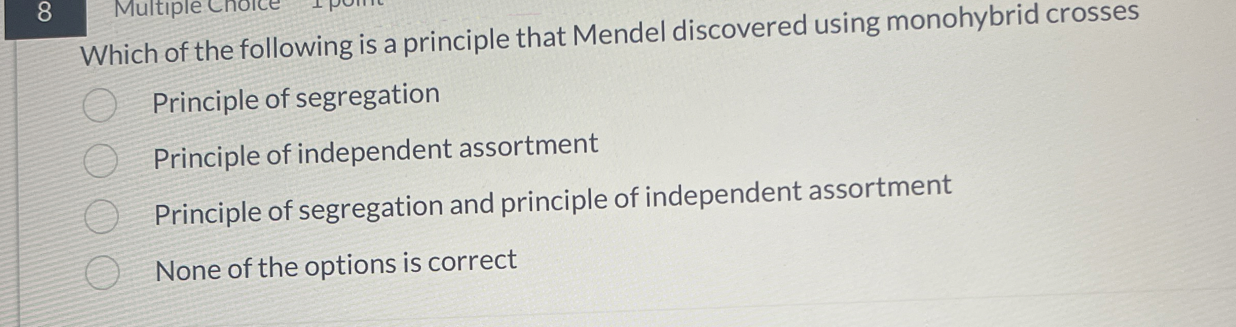Solved 8Which of the following is a principle that Mendel | Chegg.com