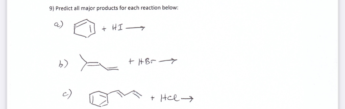 Solved Predict all major products for each reaction | Chegg.com