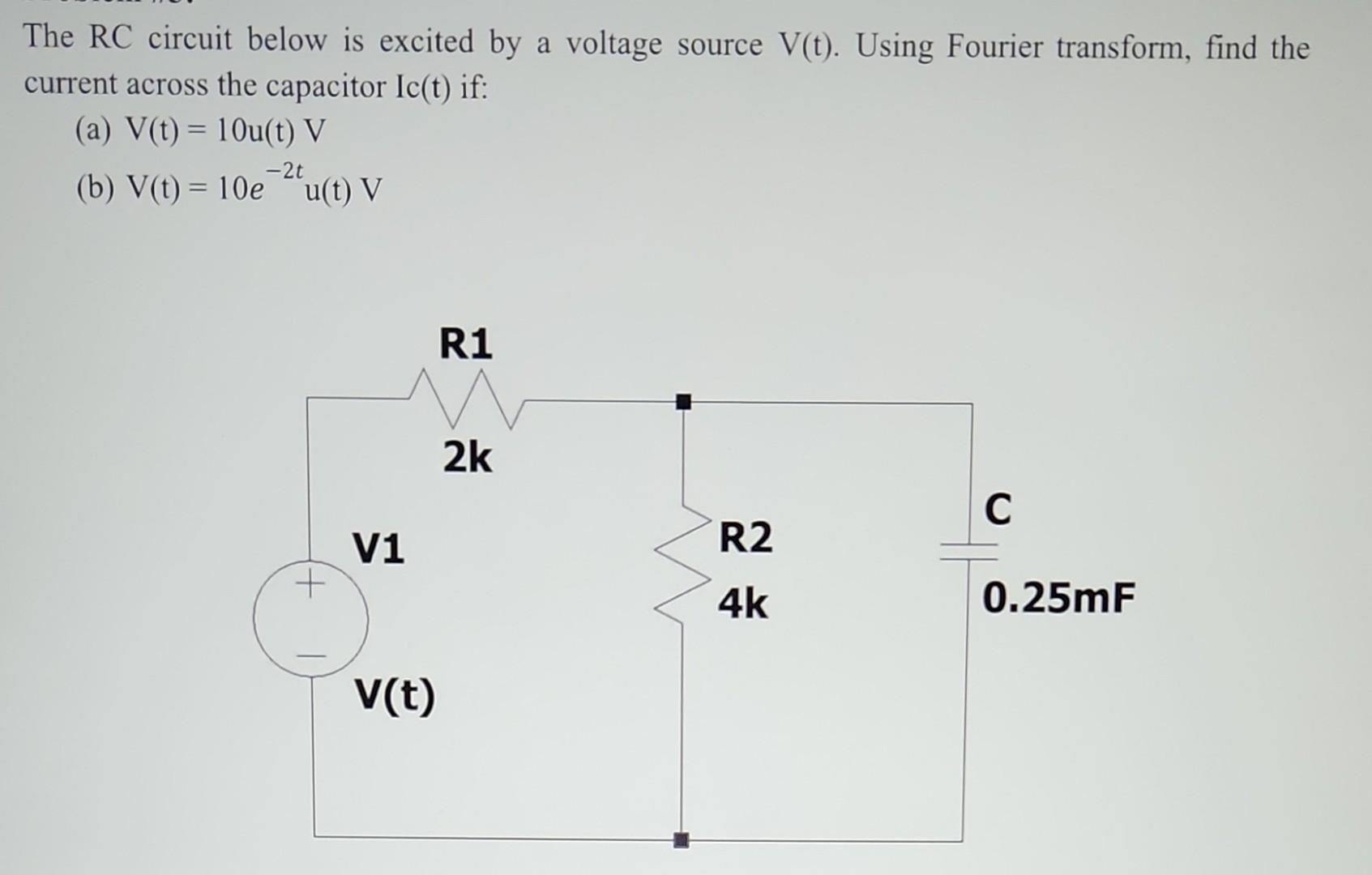 Solved The RC circuit below is excited by a voltage source | Chegg.com