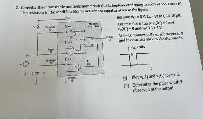 Solved 2. Consider the monostable multivibrator circuit that | Chegg.com