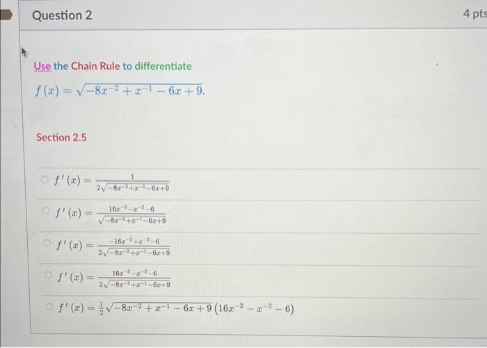 Solved Use the Chain Rule to differentiate | Chegg.com