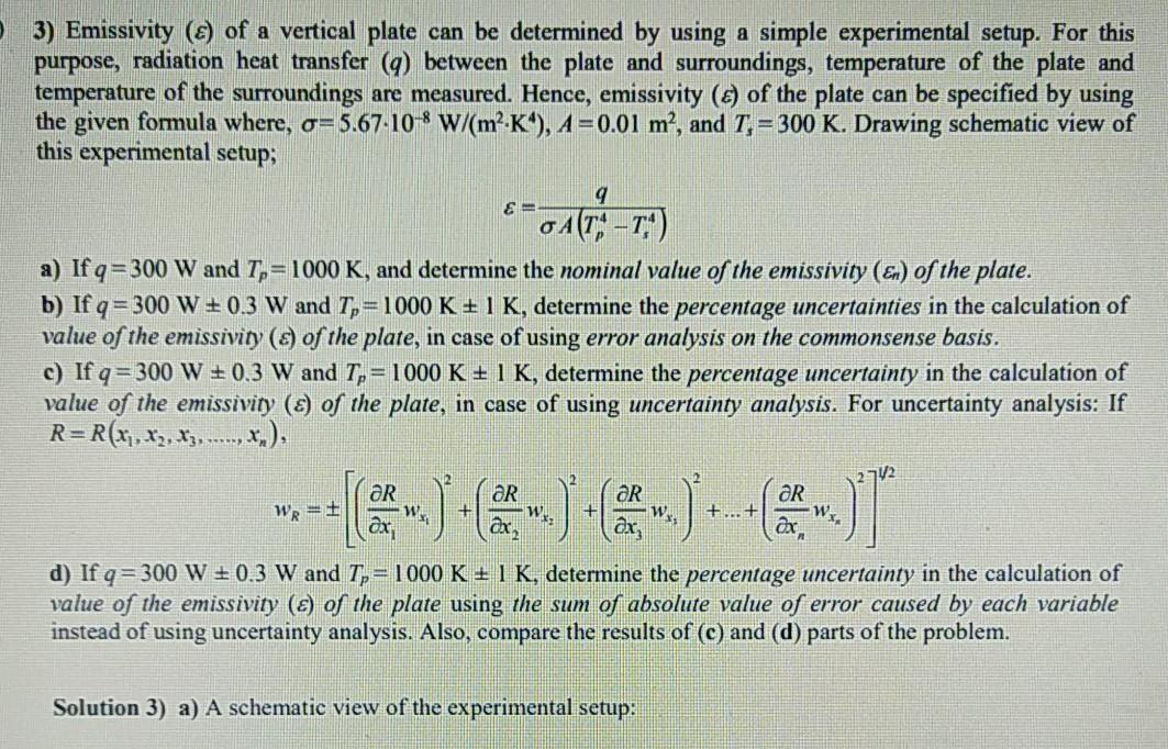 Solved 3) Emissivity (ε) of a vertical plate can be | Chegg.com