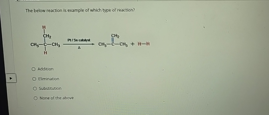 Solved The below reaction is example of which type of | Chegg.com
