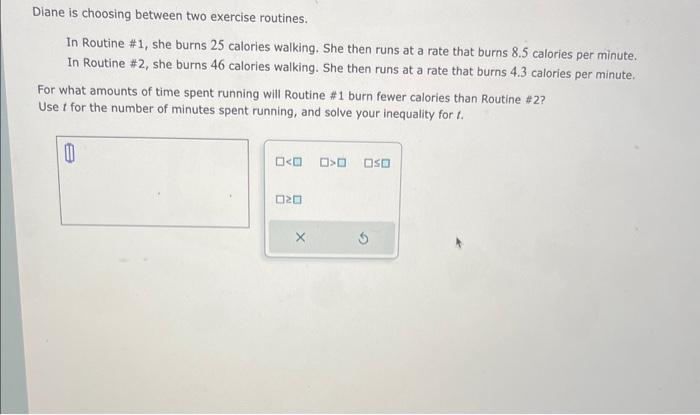 Solved Diane is choosing between two exercise routines. In | Chegg.com