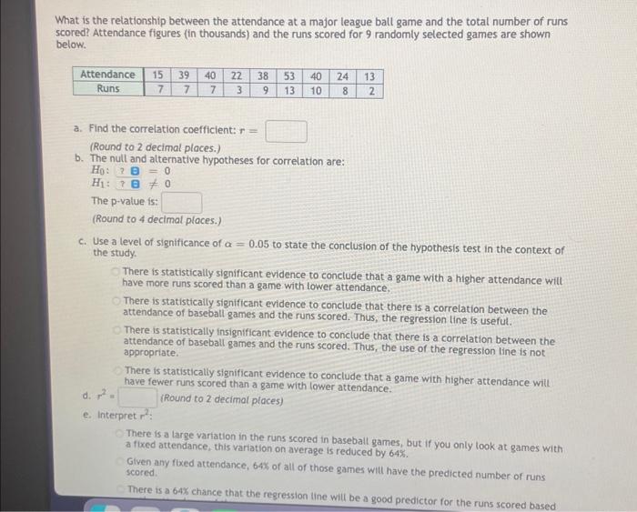 Solved What is the relationship between the attendance at a | Chegg.com