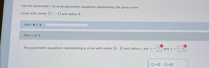 Solved Use the parameter t to write parametric equations | Chegg.com