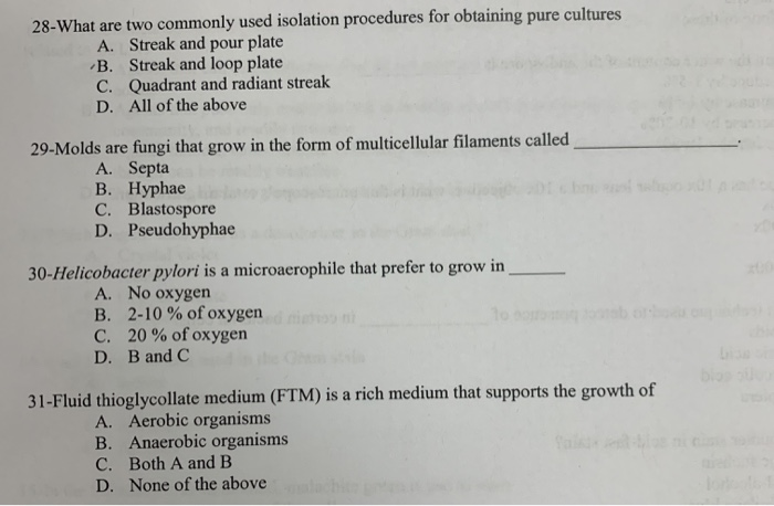 Solved 28-What are two commonly used isolation procedures | Chegg.com