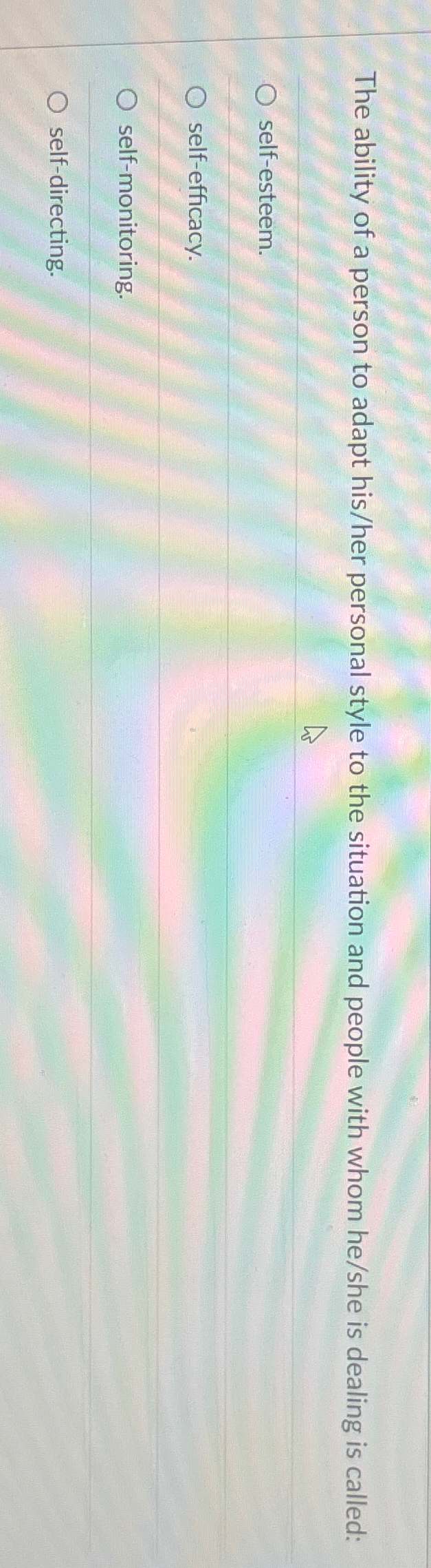 Solved The ability of a person to adapt his/her personal | Chegg.com