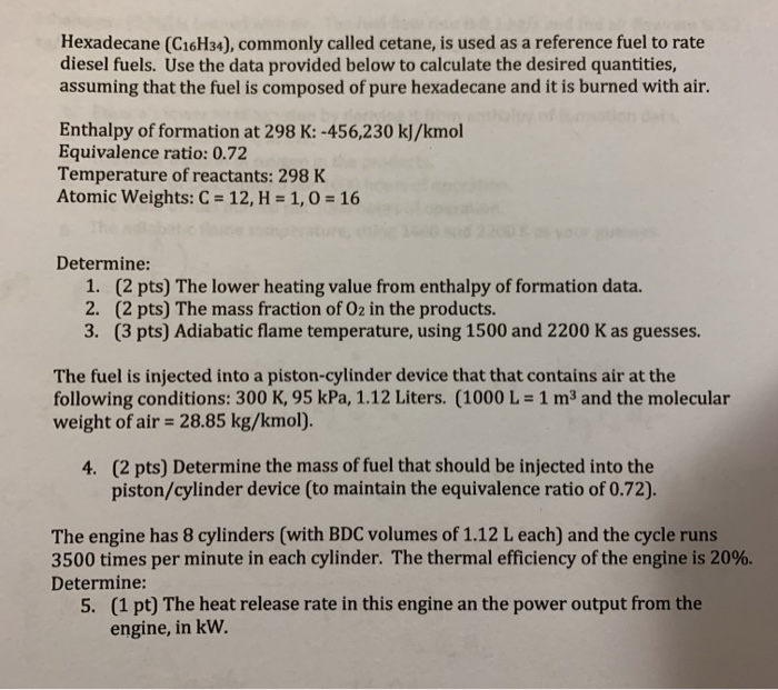 Hexadecane (C16H34), commonly called cetane, is used | Chegg.com