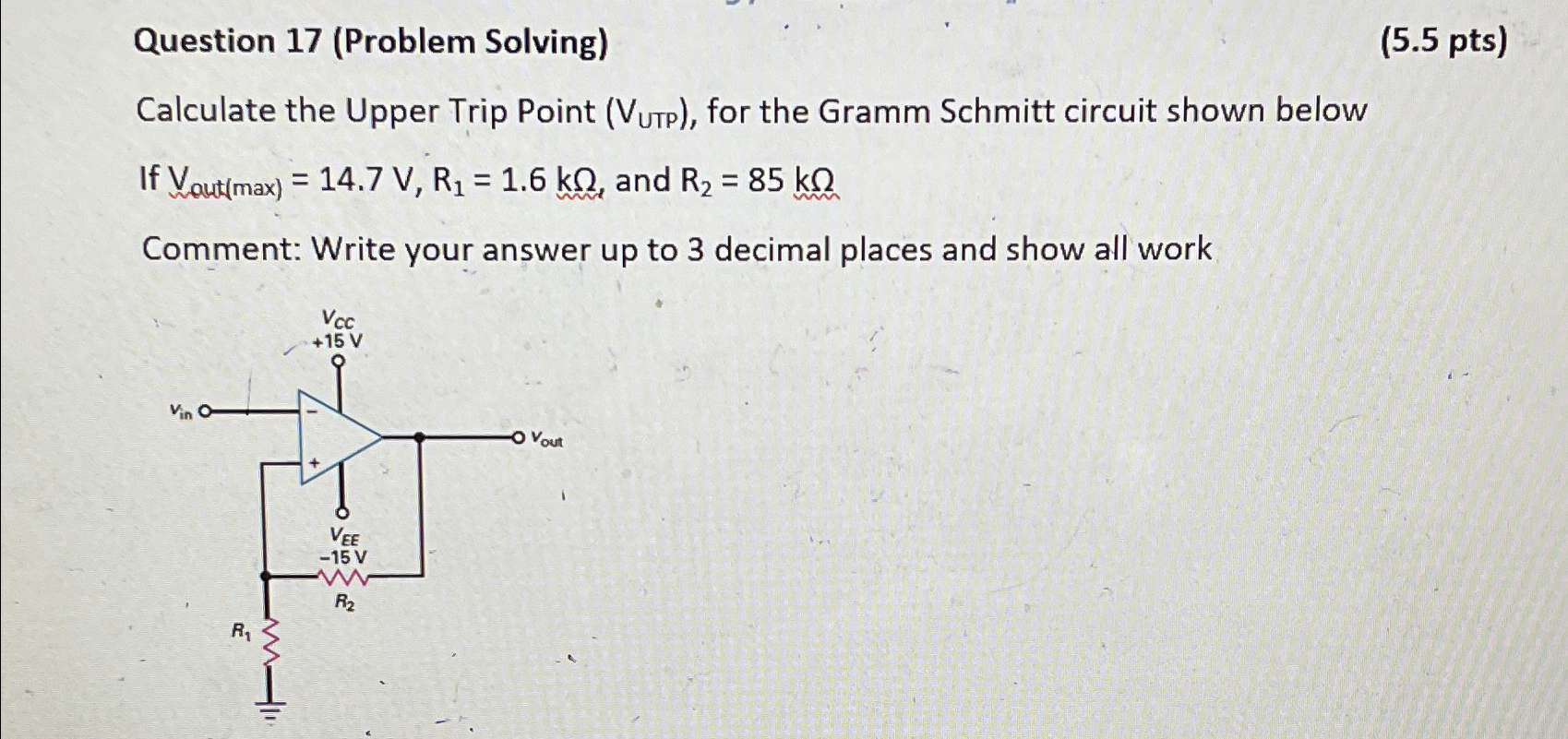 Solved Question 17 (Problem Solving)(5.5 ﻿pts)Calculate the | Chegg.com
