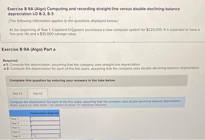 Solved Exercise 8-9A (Algo) Computing and recording | Chegg.com