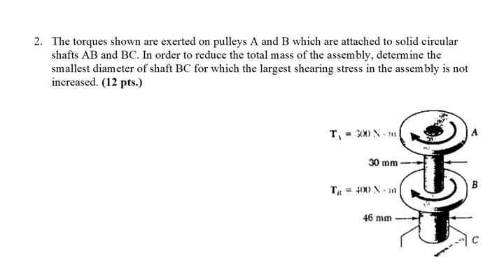 Solved 2. The torques shown are exerted on pulleys A and B | Chegg.com