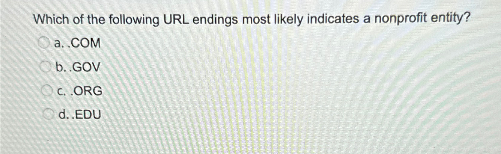 Solved Which of the following URL endings most likely | Chegg.com