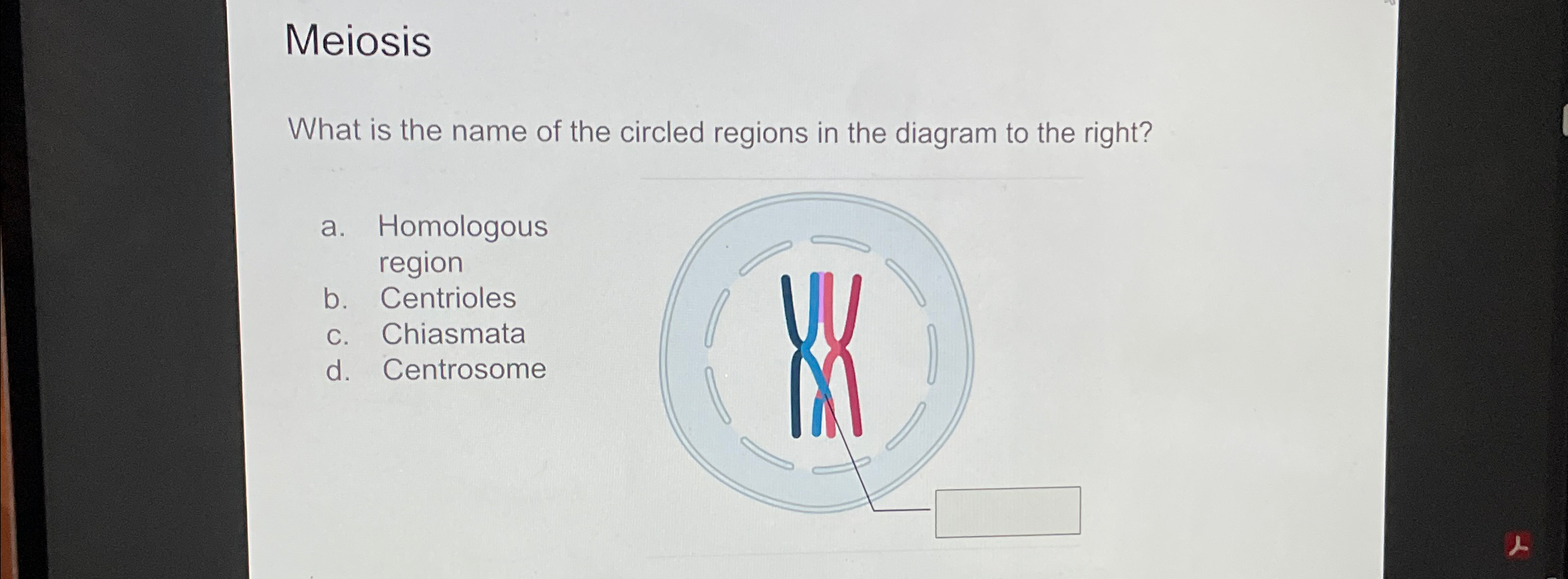 Solved MeiosisWhat is the name of the circled regions in the | Chegg.com