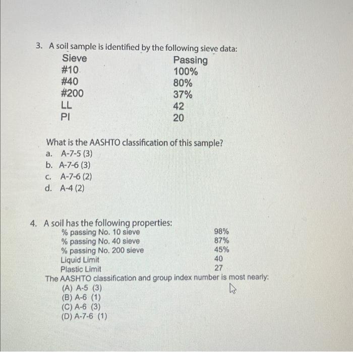 3. A soil sample is identified by the following sieve | Chegg.com