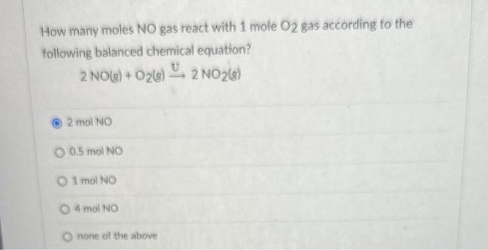 Solved How many moles of oxygen gas react with 1.00 mol of | Chegg.com
