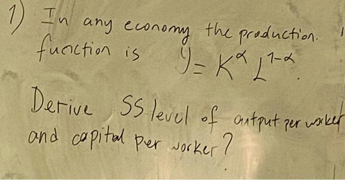 Solved Derive steady state level of output per worker and | Chegg.com