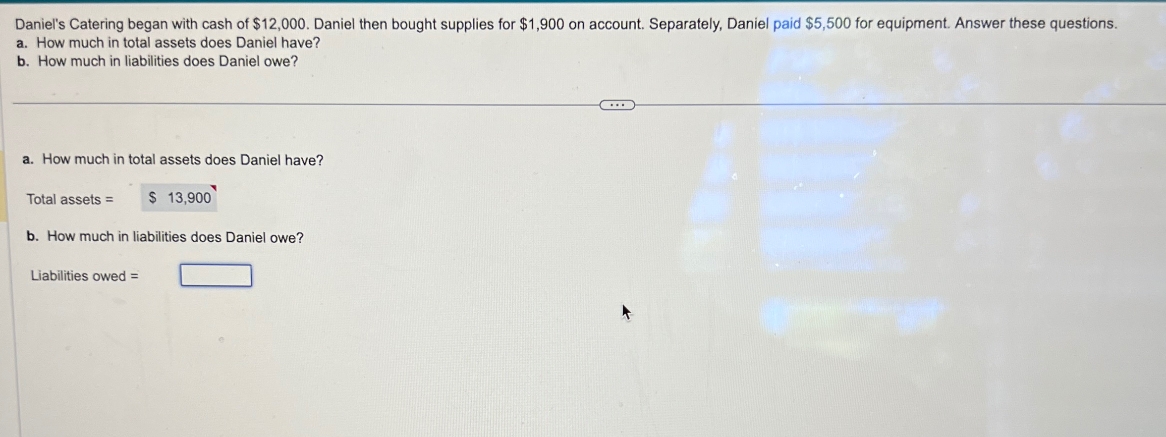 Solved Daniel's Catering began with cash of $12,000. ﻿Daniel | Chegg.com