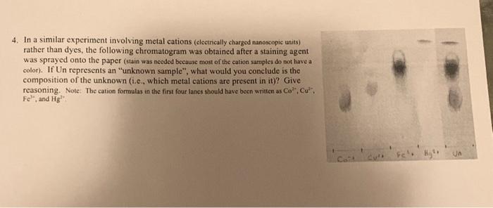Solved 4. In a similar experiment involving metal cations | Chegg.com