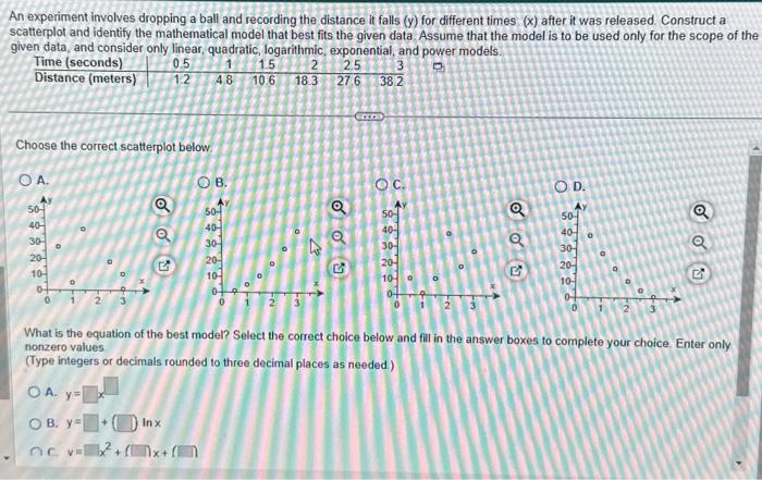Solved An experiment involves dropping a ball and recording | Chegg.com