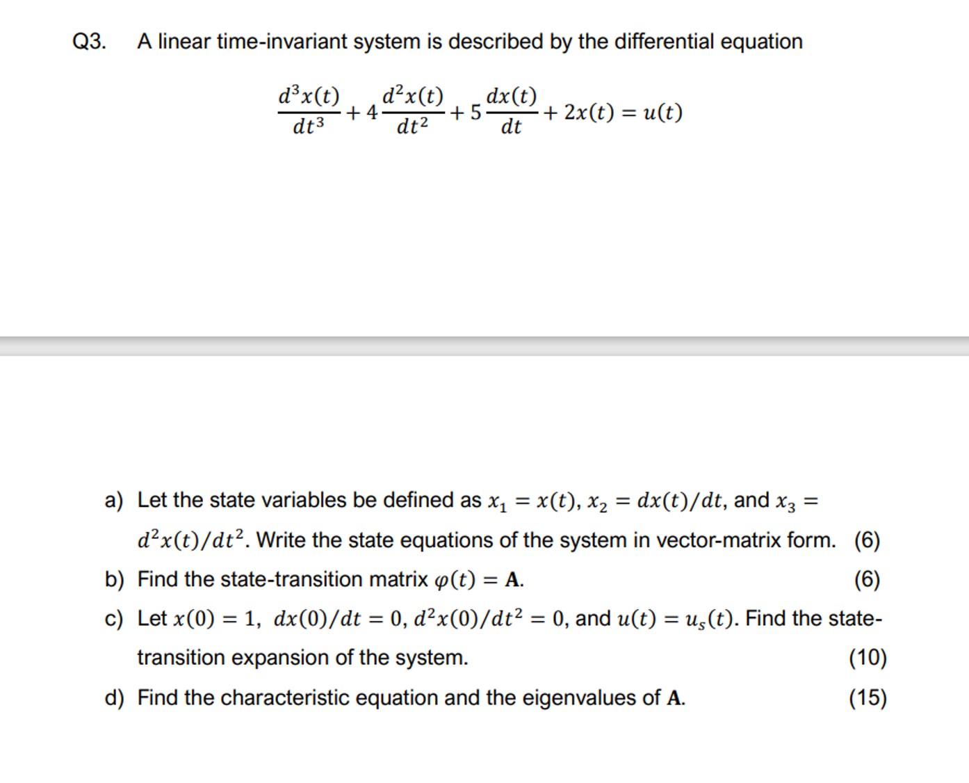 Solved Q3. ﻿A linear time-invariant system is described by | Chegg.com