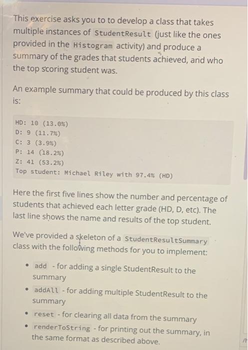 This exercise asks you to to develop a class that | Chegg.com