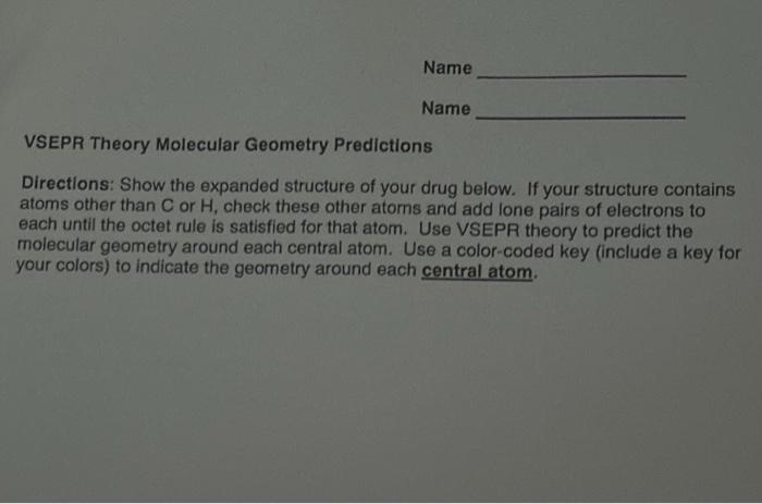 Solved VSEPR Theory Molecular Geometry Predictions | Chegg.com