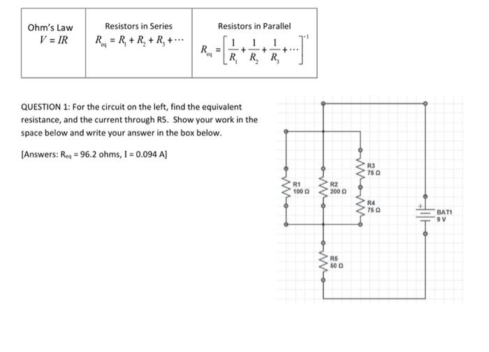Solved Resistors in Parallel Ohm's Law V = IR Resistors in | Chegg.com