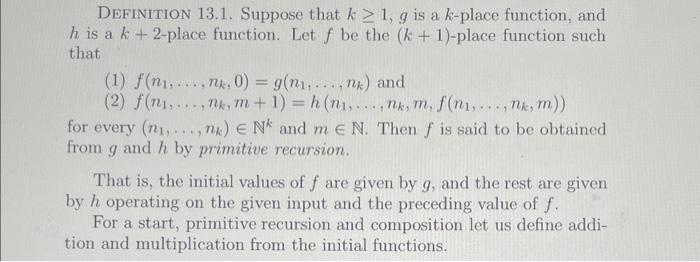 Solved 6. Read Chapter 13, Definition 13.1. (for k=1 ) This | Chegg.com