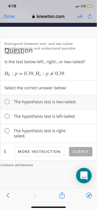 Solved 4:19 LTE AA C knewton.com Done Distinguish betwe en | Chegg.com