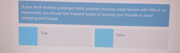Solved If your work involves prolonged static postures | Chegg.com