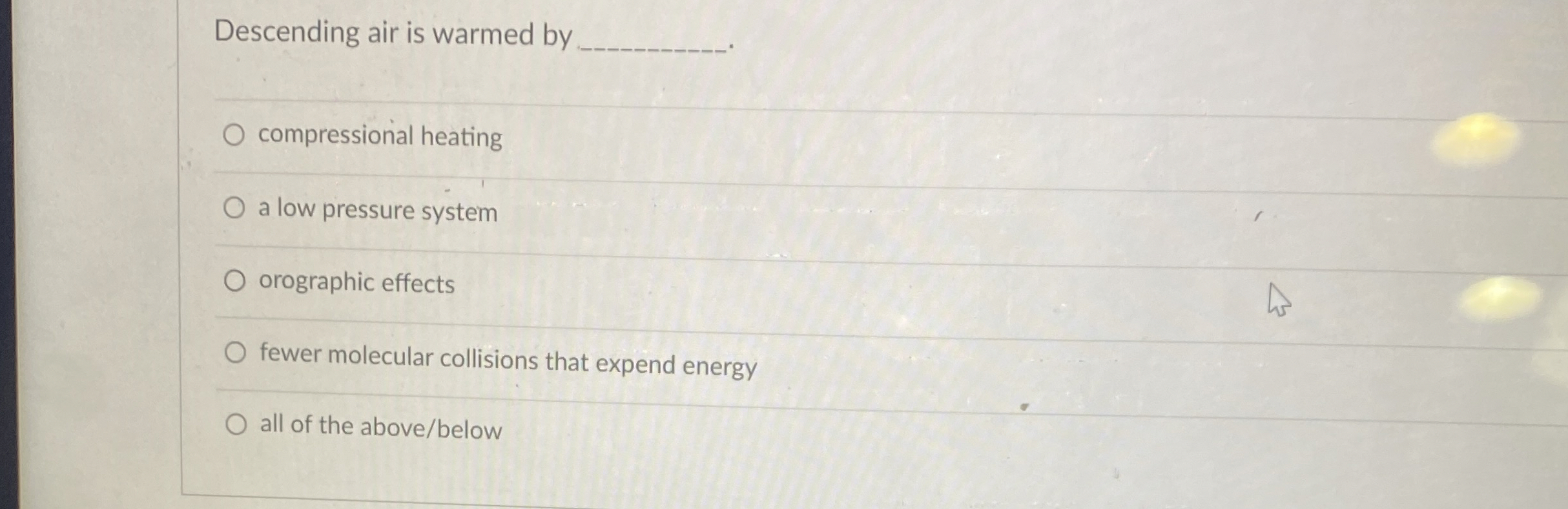 Solved Descending air is warmed by q,compressional heatinga | Chegg.com