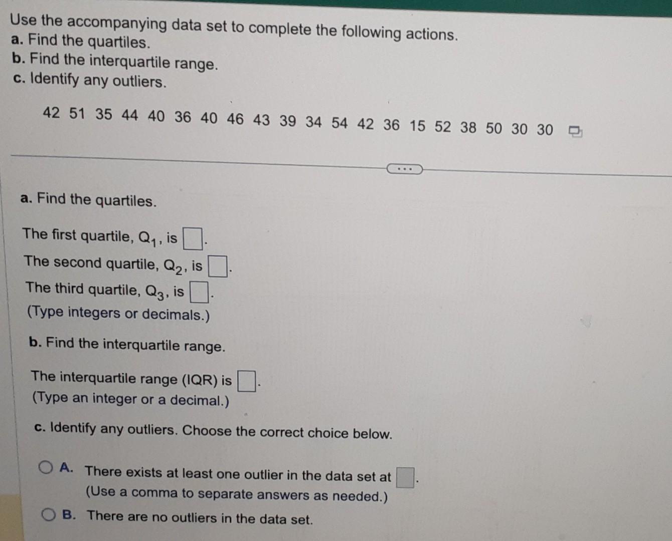 Solved Use the accompanying data set to complete the | Chegg.com