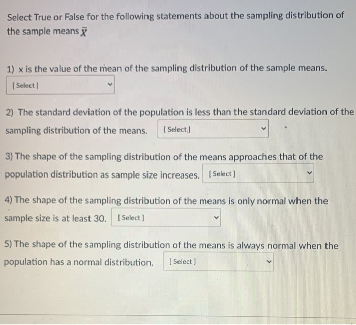 Solved Select True or False for the following statements | Chegg.com