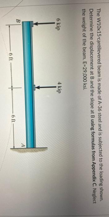 Solved The W10x15 cantilevered beam is made of A-36 steel | Chegg.com