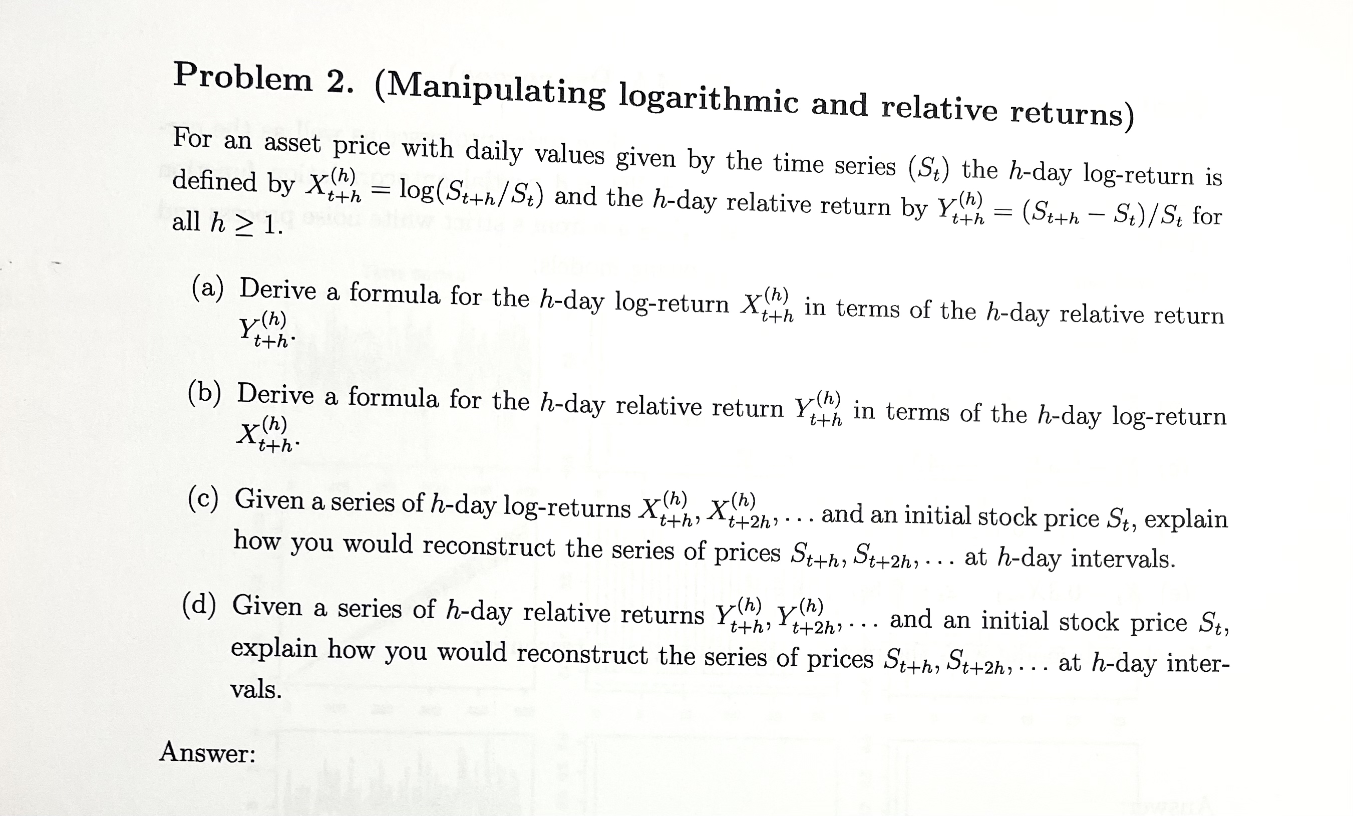 Solved Problem 2. (Manipulating logarithmic and relative | Chegg.com
