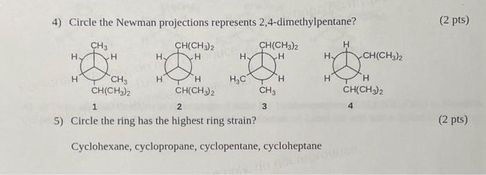 Solved 4) Circle the Newman projections represents | Chegg.com