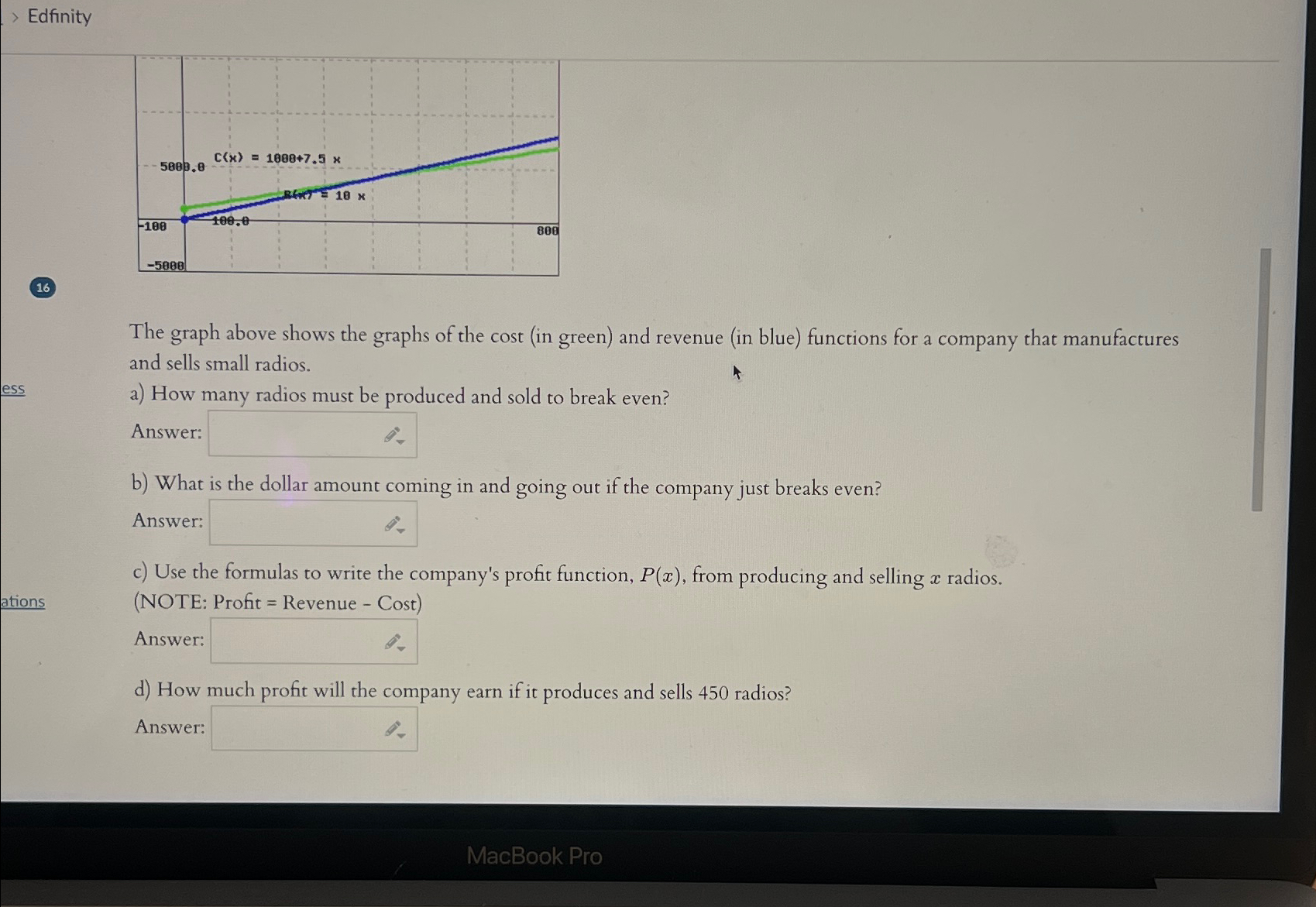 Solved EdfinityThe graph above shows the graphs of the cost | Chegg.com