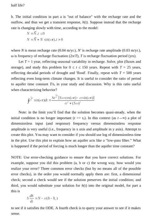 Solved 1. A linear reservoir, lumped parameter model of an | Chegg.com
