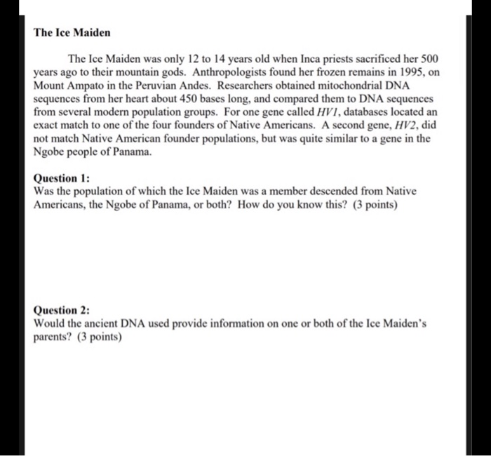 Solved The Ice Maiden The Ice Maiden was only 12 to 14 years | Chegg.com