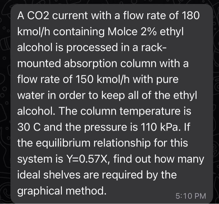 Solved A CO2 current with a flow rate of 180 kmol/h | Chegg.com