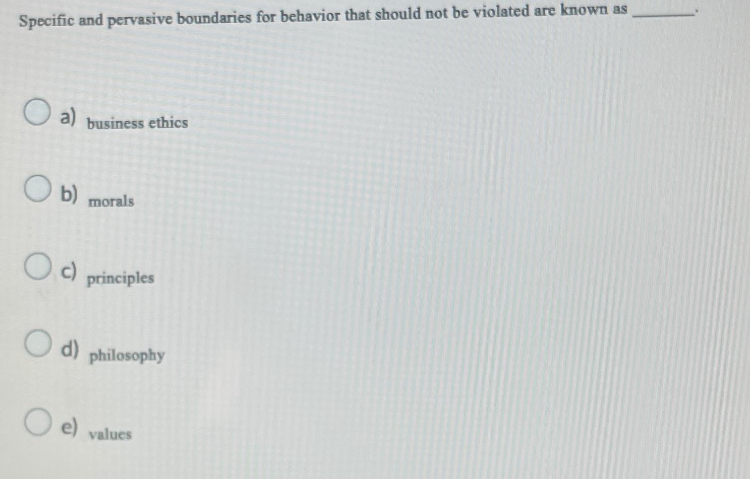 Solved Specific and pervasive boundaries for behavior that | Chegg.com