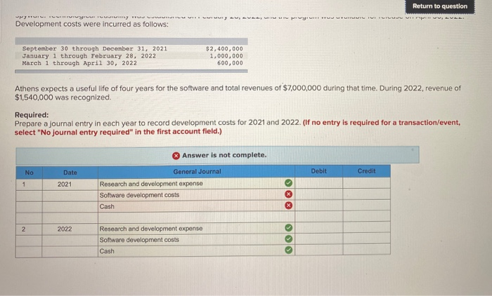 Solved Exercise 10-32 (Algo) Software development costs | Chegg.com