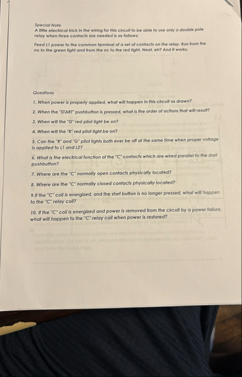 Solved Special NoteA little electrical trick in the wiring | Chegg.com