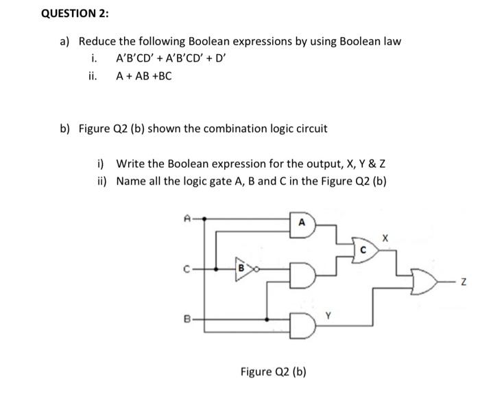 Solved QUESTION 2: a) Reduce the following Boolean | Chegg.com