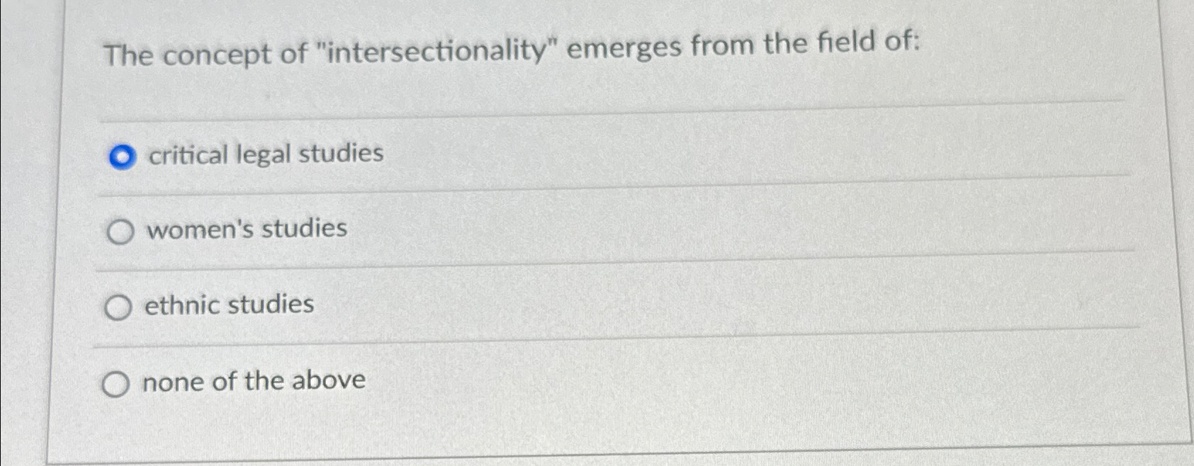 Solved The concept of "intersectionality" emerges from the | Chegg.com